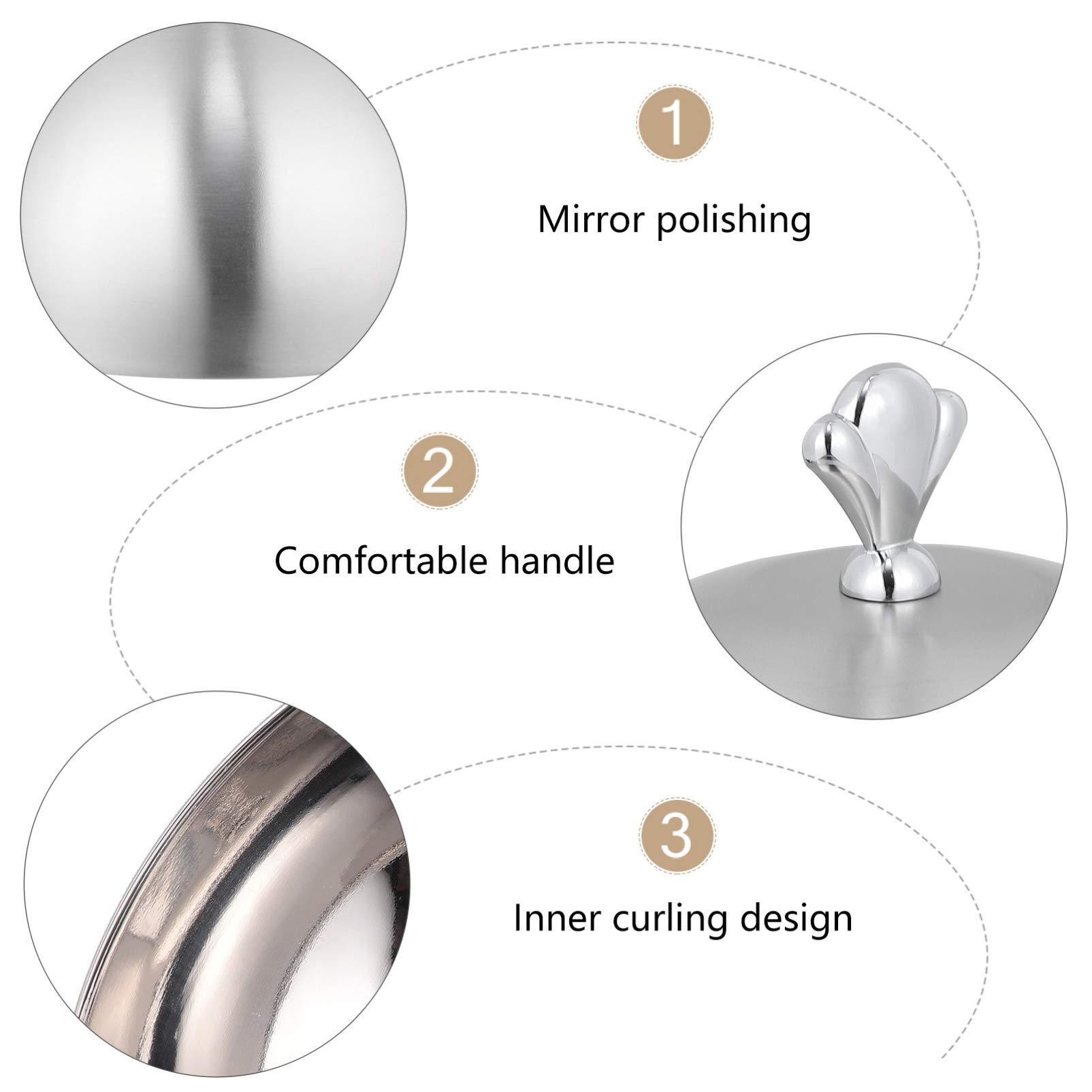 Cabilock Stainless Steel Restaurant Cloche Serving Dish Food Cover Dome Plate Covers for Steak Cake Appetizer Plate to Keep Food Warm (7.86x3.93 inch)