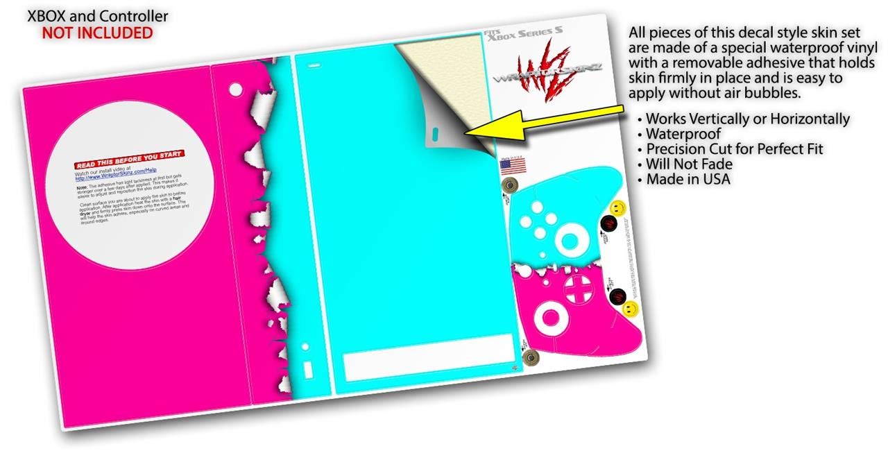 WraptorSkinz Skin Decal Vinyl Wrap compatible with the XBOX Series S Console and Controller Ripped Colors Hot Pink Neon Teal (GAMING CONSOLE NOT INCLUDED)