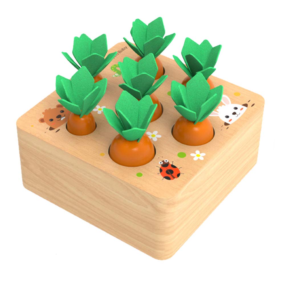 NIWWIN Educational Wooden Toys for Toddlers, Carrots Harvest Shape Size Sorting Game, Developmental Montessori Toys for Boys and Girls Preschool Learning Fine Motor Skill