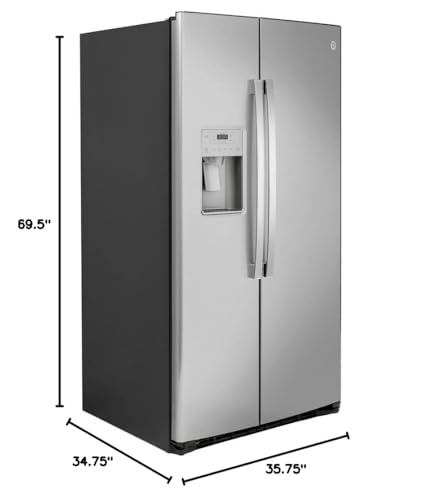GE GSS25IYNFS 36" Side by Side Refrigerator with 25.14 cu. ft. Total Capacity Showcase LED Lighting and Hidden Hinge in Stainless Steel