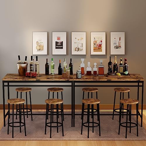 Lamerge Bar Table Set,Dining Table Set for 4, Kitchen Table and Chairs for 4,Bar Table with Stools, Bar Height Table and Chairs for Dining Room, Kitchen, Restaurant and Living Room, 47in, Rustic Brown