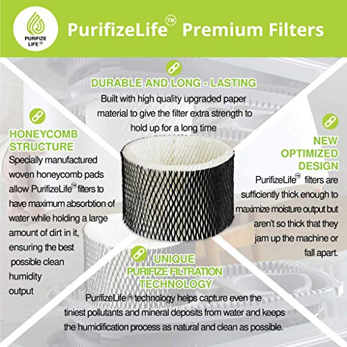 PURIFIZE LIFE Premium Replacement Wick Filter for Holmes Humidifier HWF62, HWF62S HWF62D Filter A and Other Sunbeam Cool Mist Models (3 Pack)