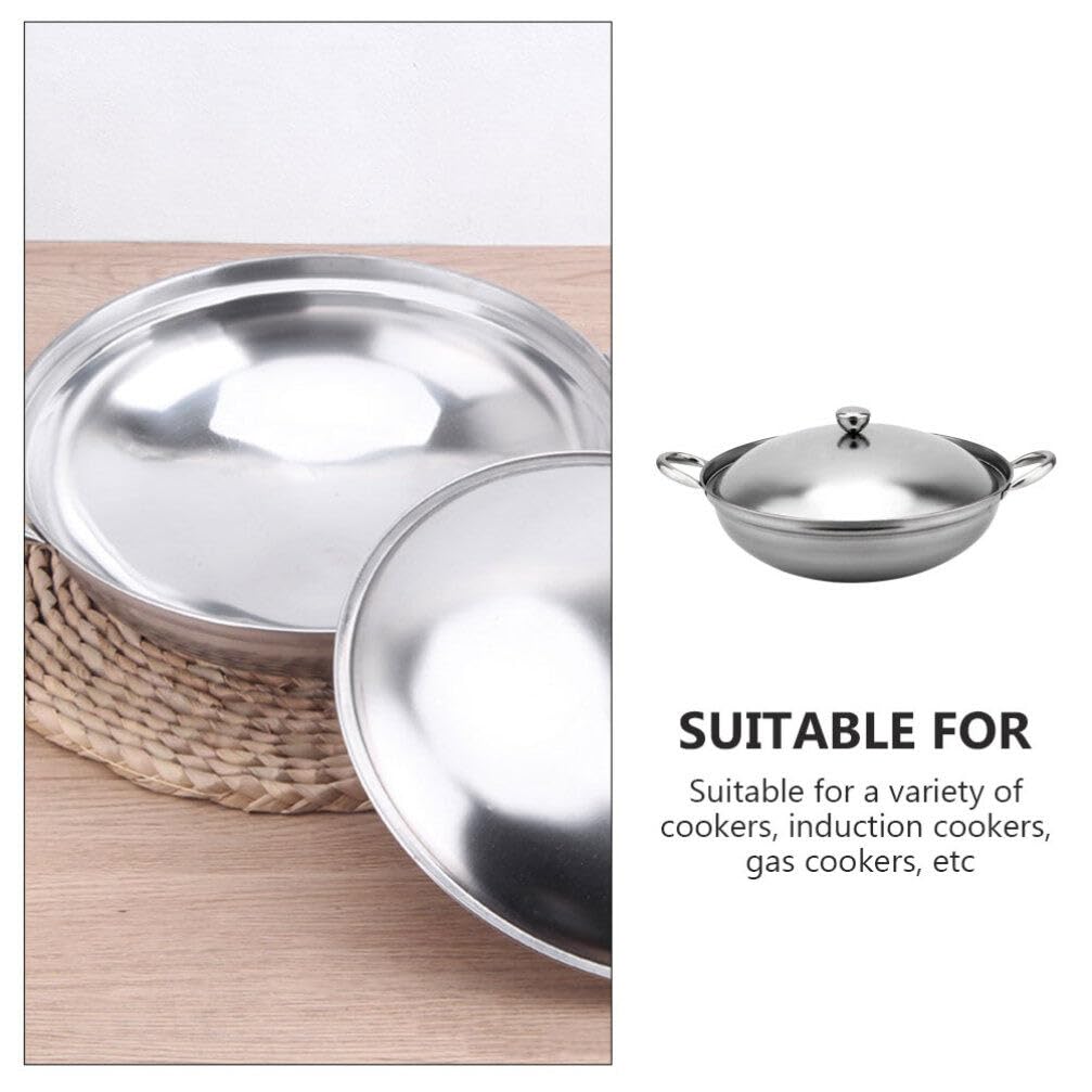 CALLARON Stainless Steel Frying Pan Skillet Crepe Pancake Pan Hot Pot Everyday Pan Omelette Cooking Pan Round Griddle Pan Cookware with Handle and Lid 25cm