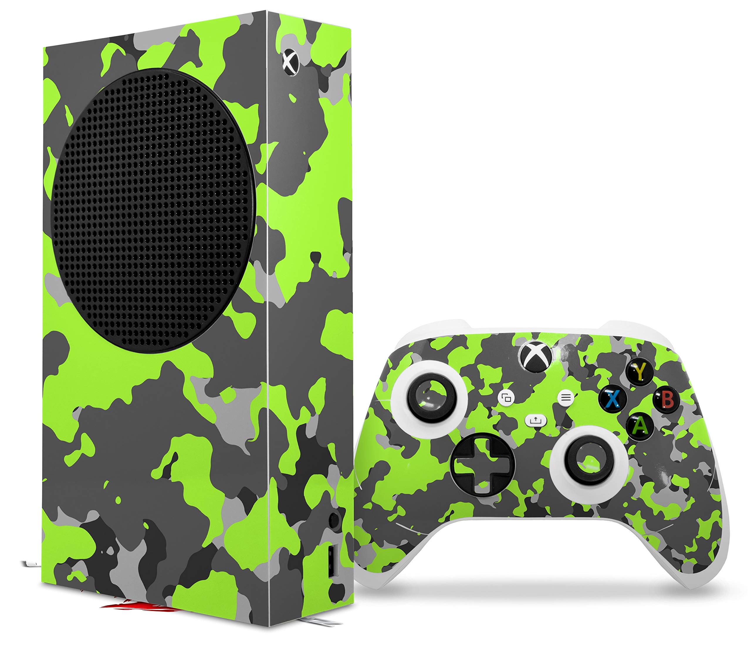 WraptorSkinz Skin Decal Vinyl Wrap compatible with the XBOX Series S Console and Controller WraptorCamo Old School Camouflage Camo Lime Green (GAMING CONSOLE NOT INCLUDED)