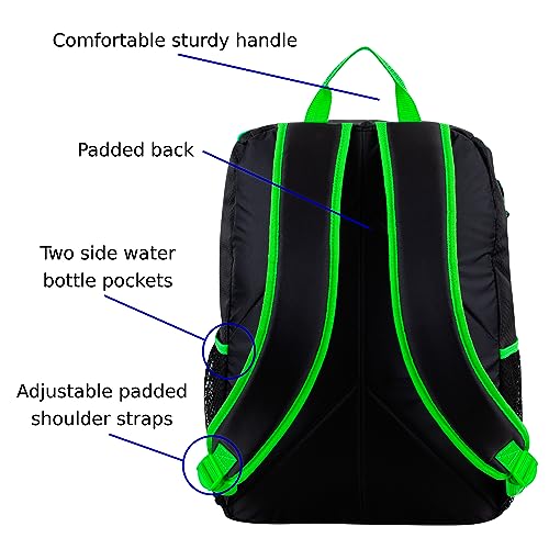 FUEL Top Loader Backpack with Lunch Box Combo β 18β Two Compartment Water Resistant Durable Adjustable Straps with Side Water Bottle Pockets 2 in 1 Set β Black
