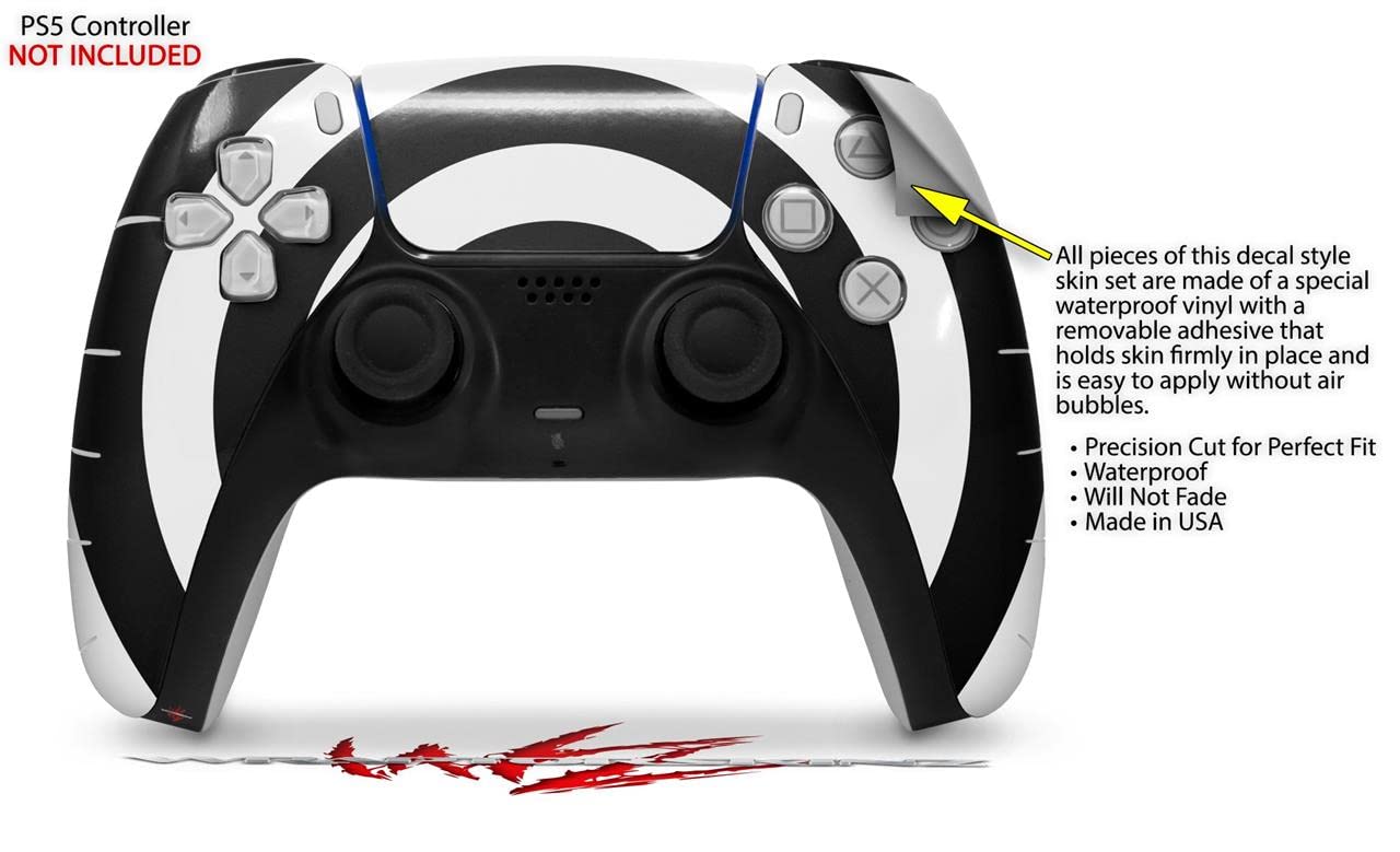 WraptorSkinz Skin Wrap compatible with Sony PS5 DualSense Controller Bullseye Black and White (CONTROLLER NOT INCLUDED)