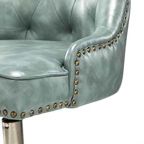HULALAHOME PU Leather Office Chair Armless, Home Office Leisure Chair Ergonomic Mid-Back PU Leather Armless Chair Upholstered with 5 Rolling Casters, Height Adjustable Swivel Task Chair, SAGE
