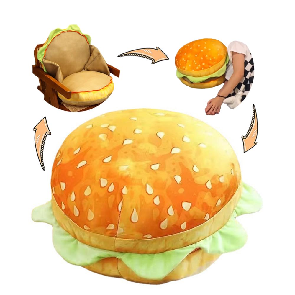 EASE 16" Large 3D Simulation Hamburger Plush Throw Pillow Sofa Cushion, Funny Food Stuffed Cheeseburge Sandwich Plushie Toy Burger Plush Home Decorative Seating Cushions