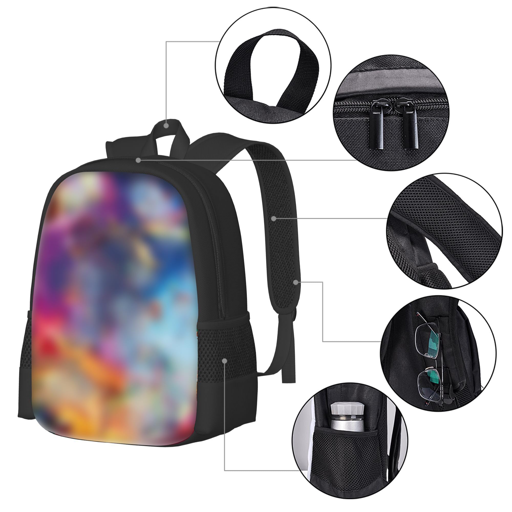 Cartoon Super Bros Backpack Set with Lunch Box Pencil Case 3 Piece Anime Theme Lightweight Durable Laptop Bag Cute Bookbag Lightweight Durable Travel Computer Bag