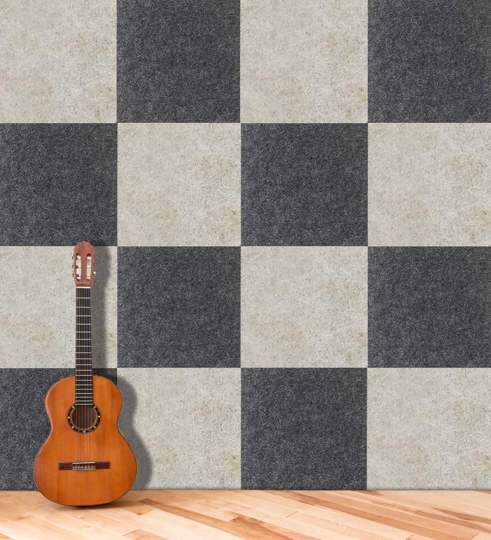 BXI Thickened Sound Absorbing Panels - 12 Pack 12 X 12 X 0.5 Inches Dense Acoustic Panels, Echo Noise Reducing Sound Panels, Tackable Studio Panels for Wall and Ceiling Acoustic Treatment
