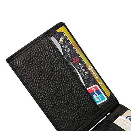 Card Wallets for Women Men's Card Slim Leather Holder Bifold Money Ultra Clip Credit Wallet Mini (Black, One Size)