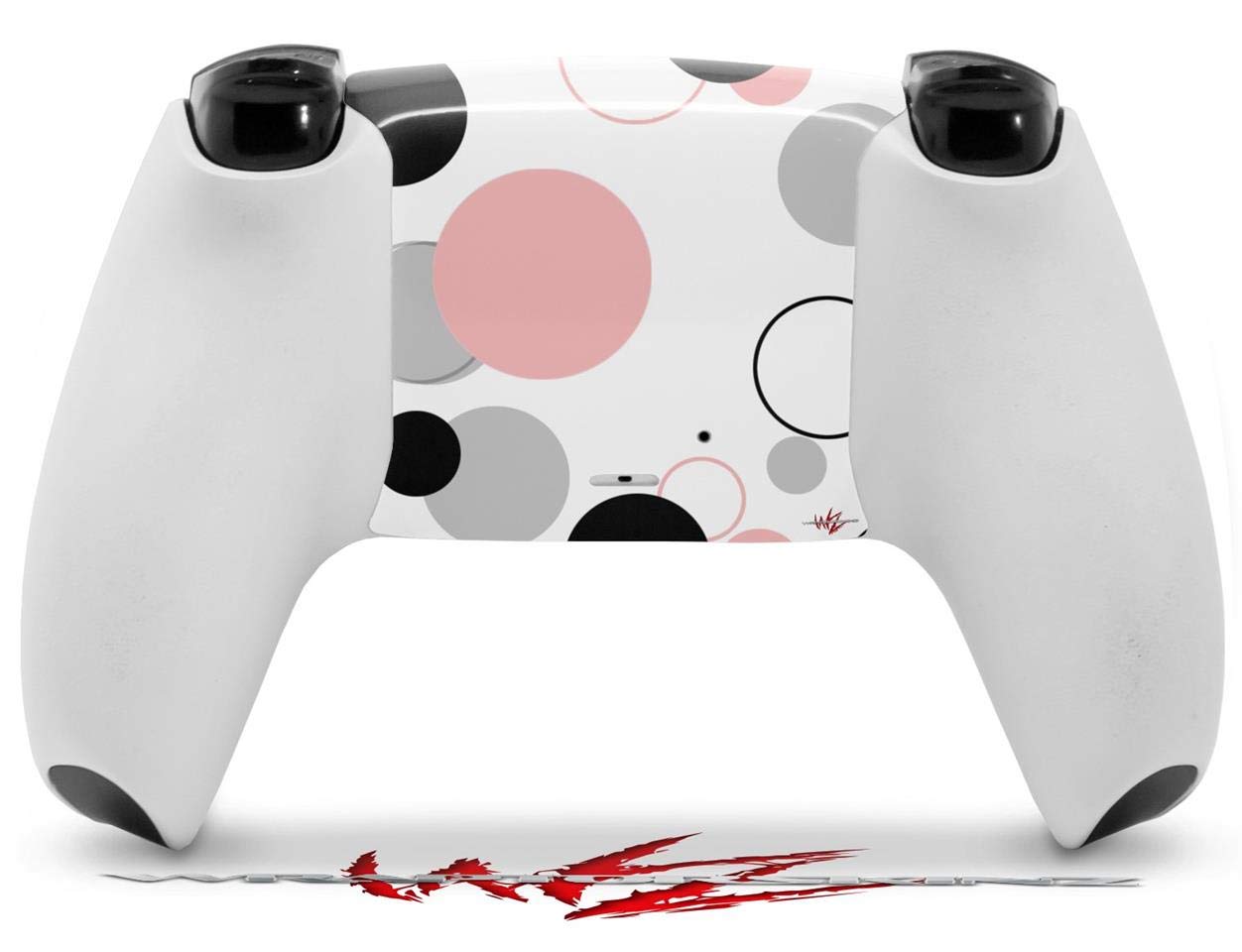 WraptorSkinz Skin Wrap compatible with Sony PS5 DualSense Controller Lots of Dots Pink on White (CONTROLLER NOT INCLUDED)