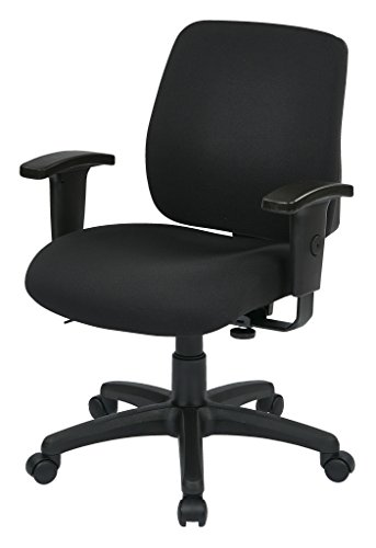 Office Star Deluxe Adjustable Office Task Chair with Ratchet Back Height Adjustment and Thick Padded Seat, with Arms, Coal FreeFlex