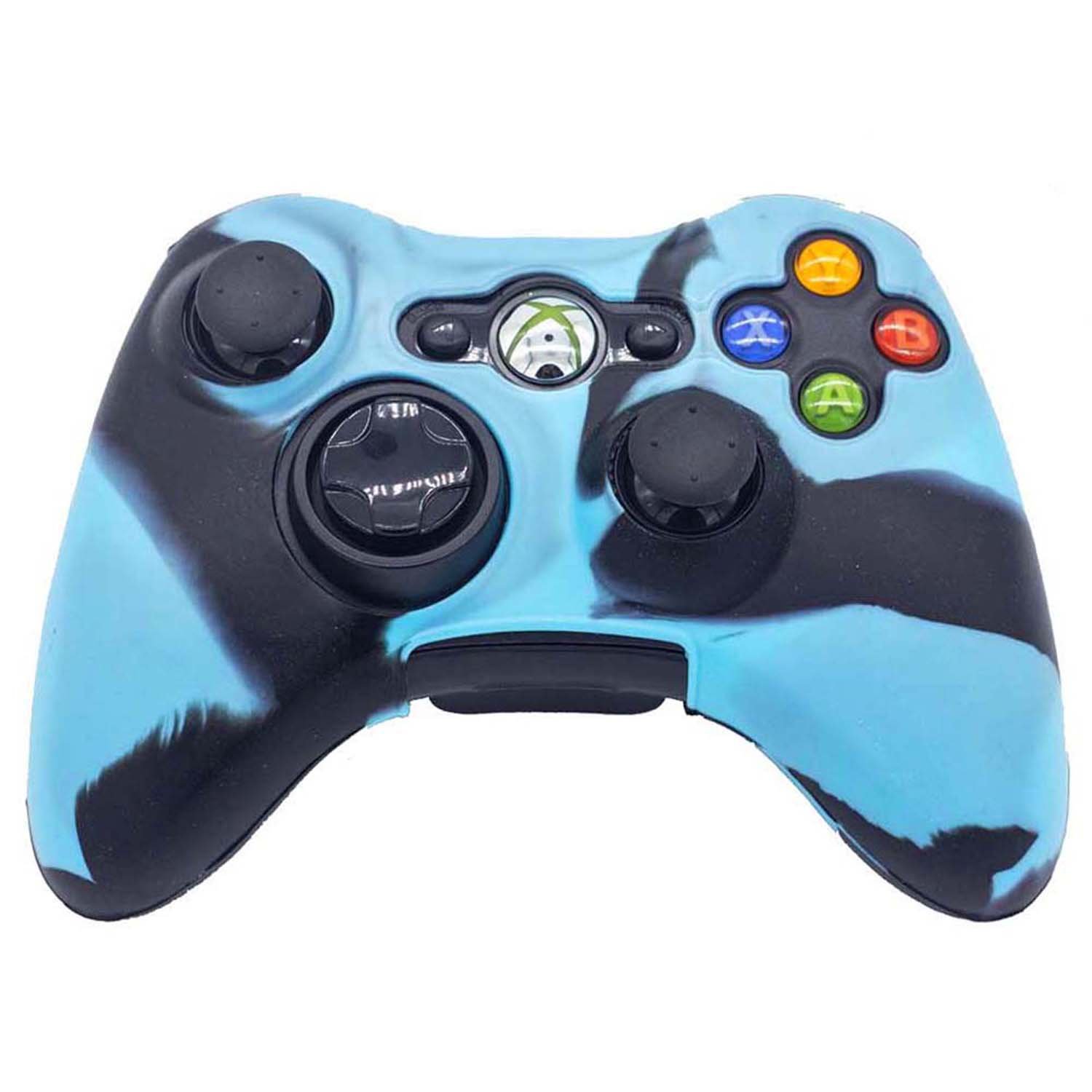 BRHE 3 Pack Protective Skin Cover Soft Silicone Camouflage Protector Case Accessories Set for Xbox 360 Controller Wireless/Wired Gamepad Joystick with 8 FPS Thumb Grips Caps(Red Blue Green)