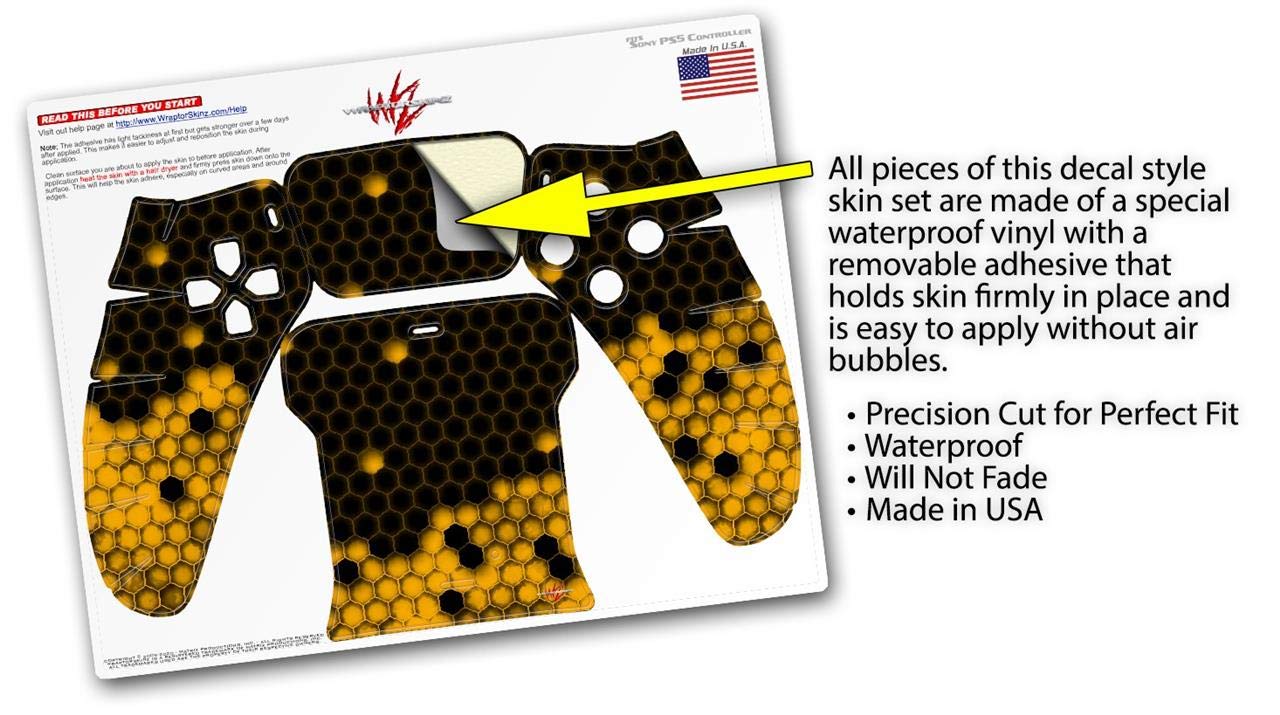 WraptorSkinz Skin Wrap compatible with Sony PS5 DualSense Controller HEX Yellow (CONTROLLER NOT INCLUDED)