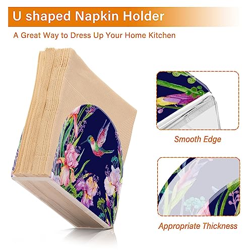 Kigai Napkin Holder for Table Hummingbird Iris Flower Clear Paper Towel Napkin Holders Standing Napkin Dispenser for Kitchen, Bathroom, Dining Table, Countertop
