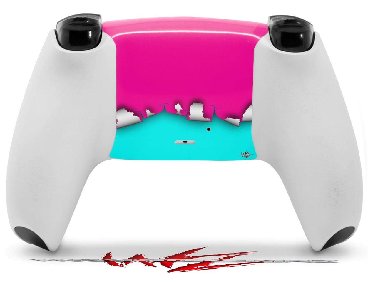 WraptorSkinz Skin Wrap compatible with Sony PS5 DualSense Controller Ripped Colors Hot Pink Neon Teal (CONTROLLER NOT INCLUDED)
