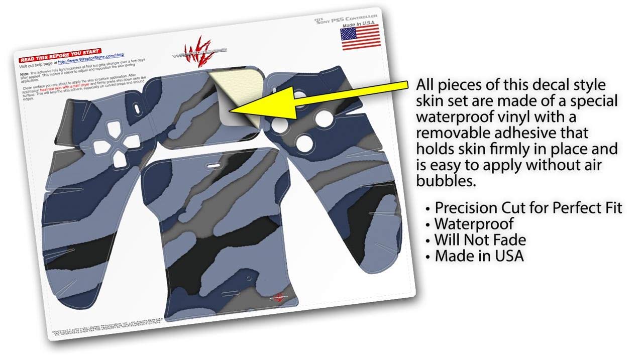 WraptorSkinz Skin Wrap compatible with Sony PS5 DualSense Controller Camouflage Blue (CONTROLLER NOT INCLUDED)