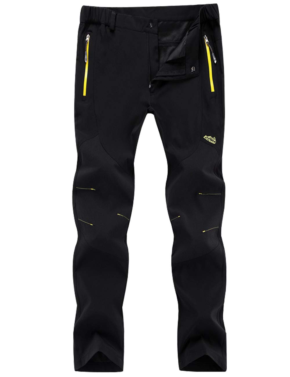 BenBoy Women's Outdoor Waterproof Windproof Fleece Slim Cargo Snow Ski Hiking Pants,Deepblack Medium