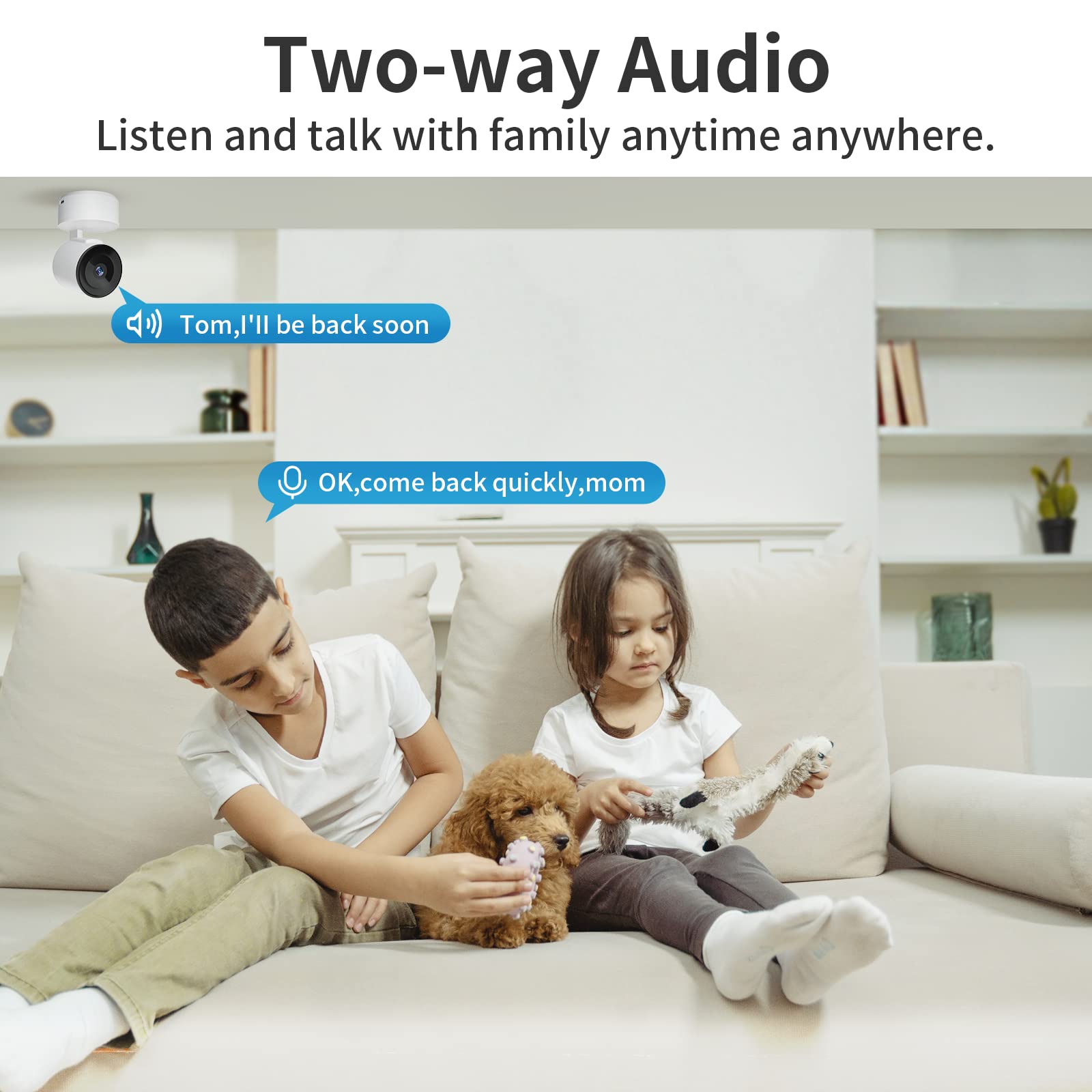 DAAPEI Indoor Security Camera, 2K Pet Camera Baby Monitor with 360 View Pan Tilt, 2.4GHz Plug-in WiFi for Home Security, AI Tracking, Motion Detection, Night Vision, 2-Way Audio, Multiple Storages