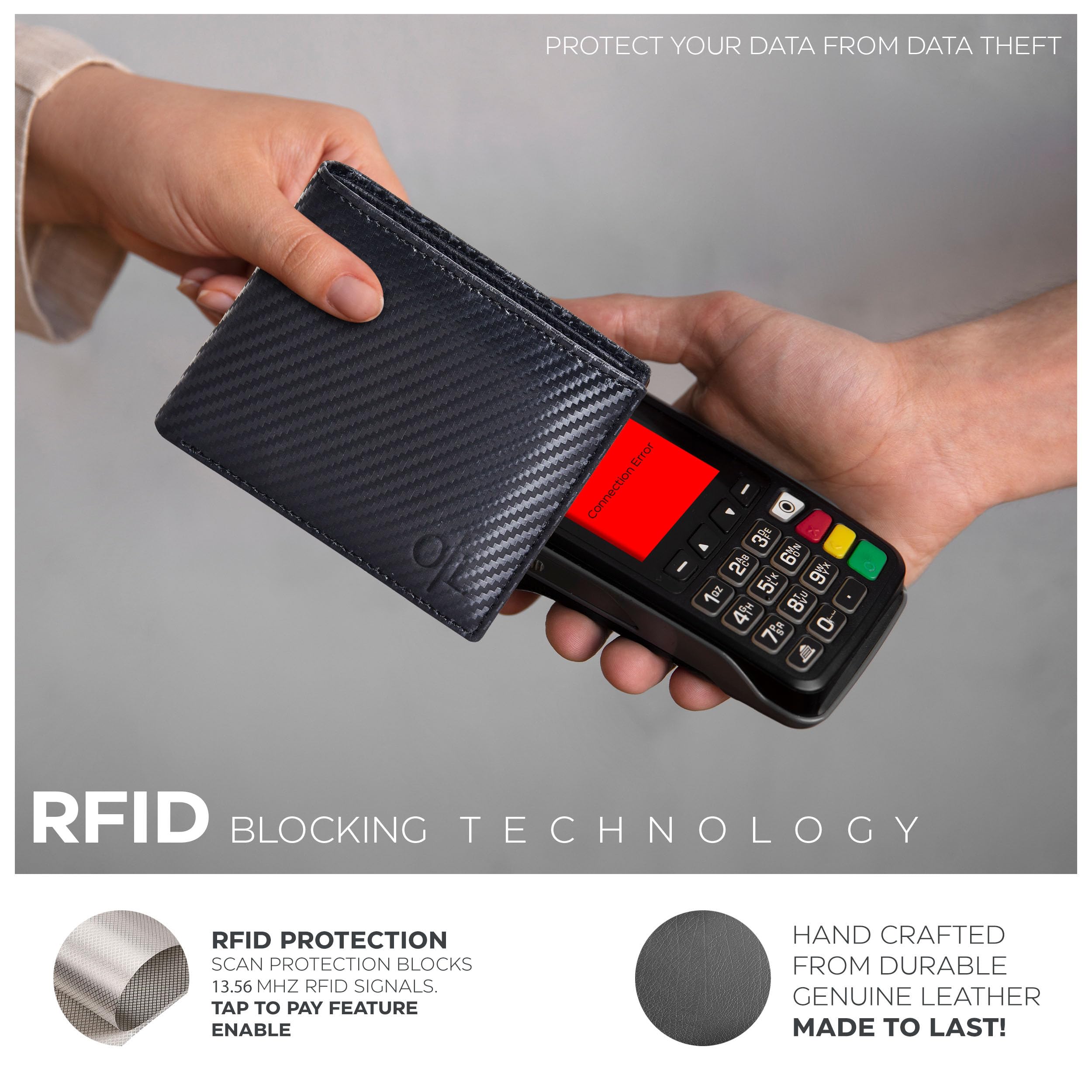 Black Wallet For Men | 9 Credit Card Slots | Bifold | Leather | RFID Wallet Blocking | Gift For Men | Minimalist Wallet