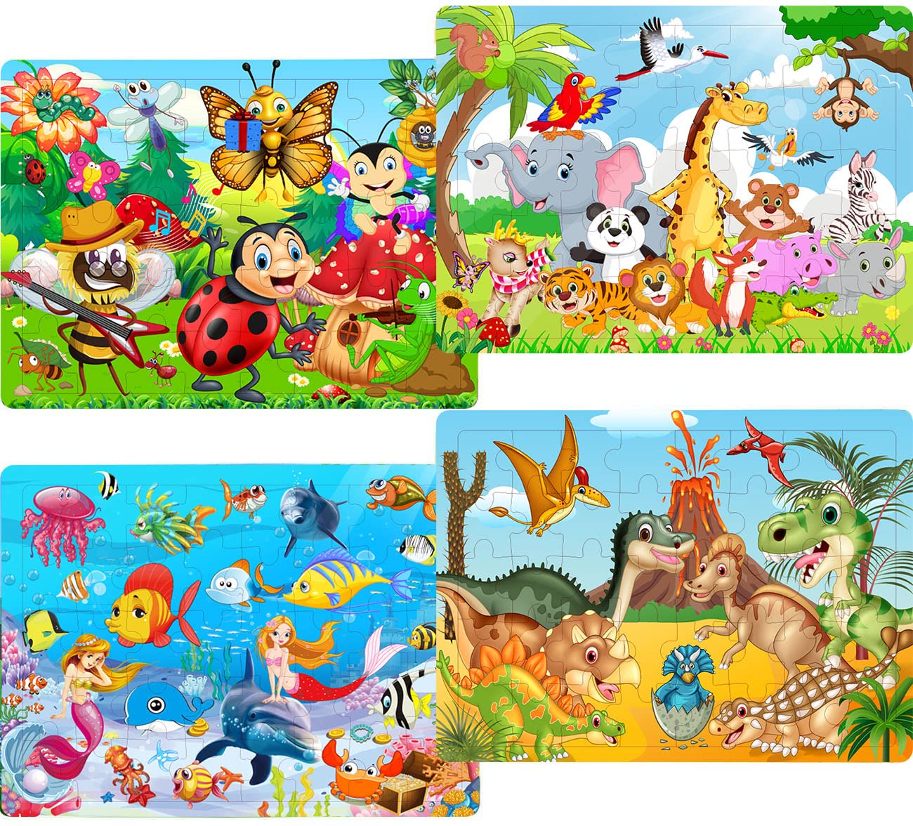 Puzzles for Kids Ages 4-6 6-8 Year Old,40 Piece Colorful Wooden Puzzles for Toddler Children Learning Educational Puzzle Set Toys for Boys and Girls (4 Puzzles)