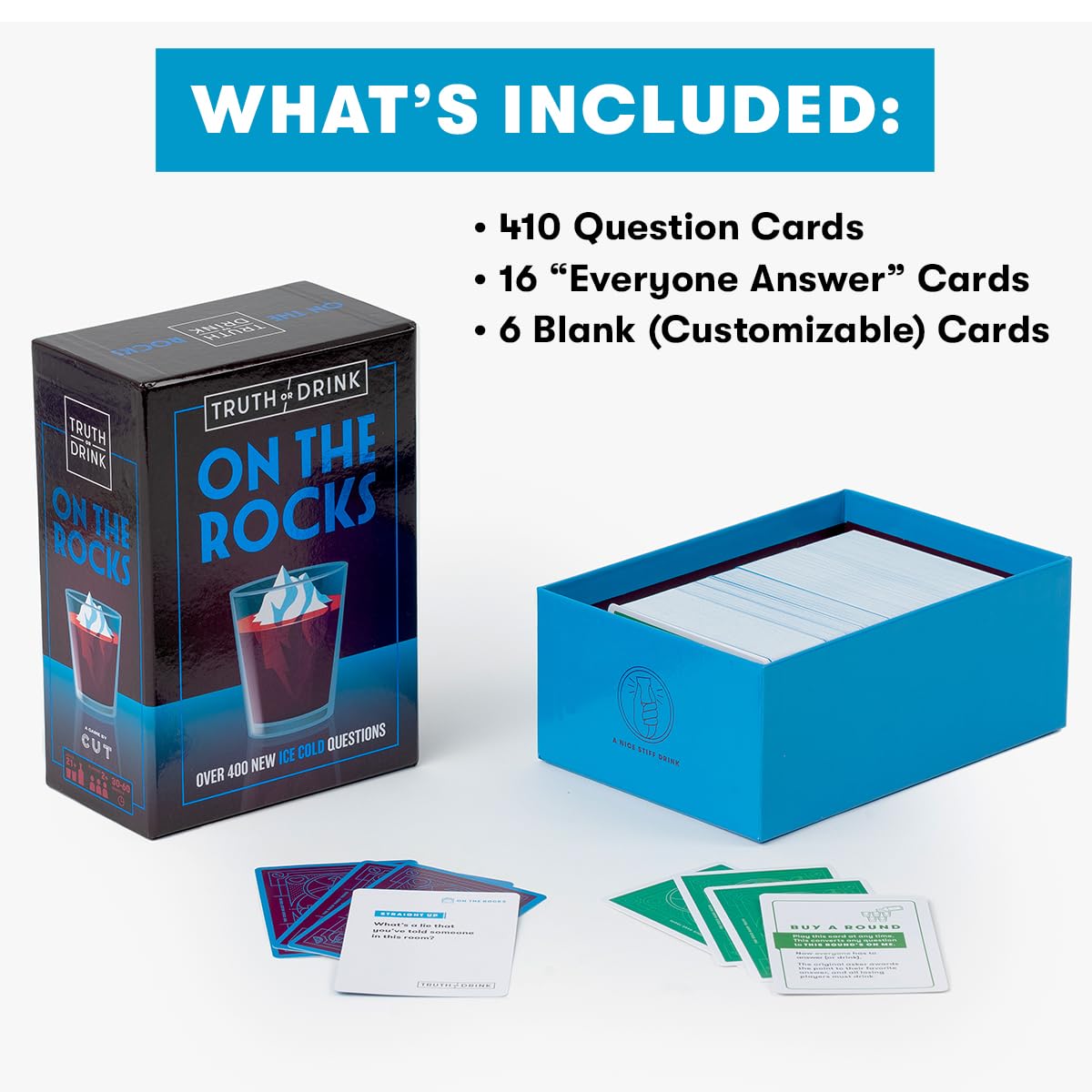 Truth or Drink: On The Rocks Edition by Cut β Explore Deep Thoughts and Beliefs with 400+ Intriguing Icebreaker Questions (Stand-Alone or Expansion Pack)