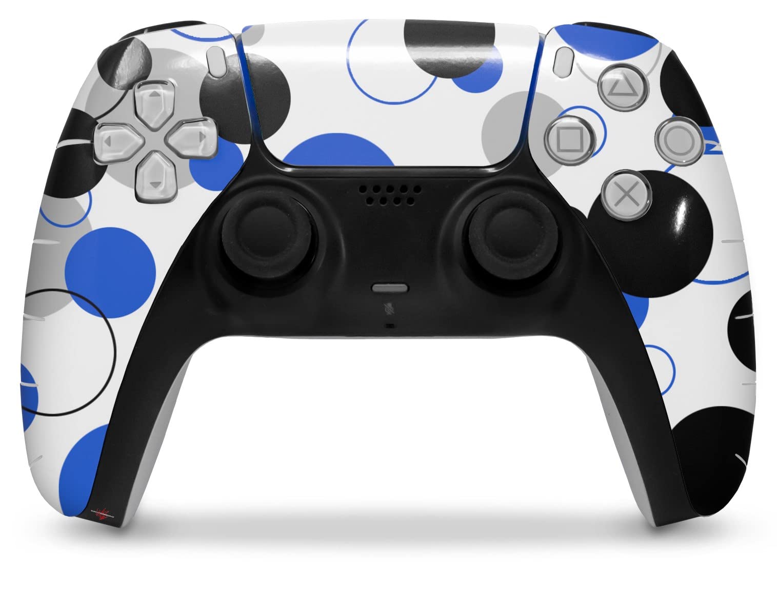 WraptorSkinz Skin Wrap compatible with Sony PS5 DualSense Controller Lots of Dots Blue on White (CONTROLLER NOT INCLUDED)
