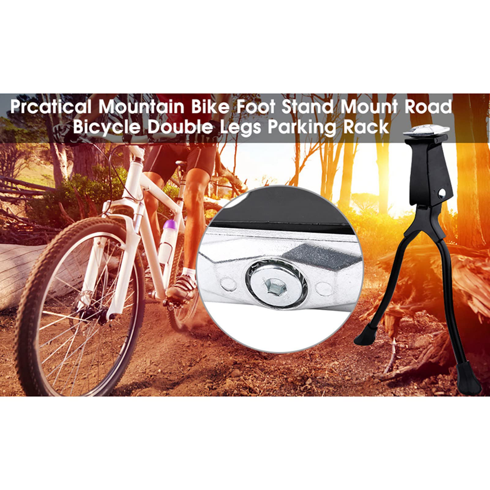 Bike Repair Stand Double Kickstand Floor Adjustable Road Bicycle Double Legs Parking Rack for Mount Road Bicycle 350mm x 250mm