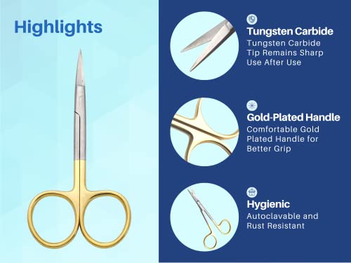 Surgical Scissors 4.5" Straight with Tungsten Carbide Inserts Embroidery Craft