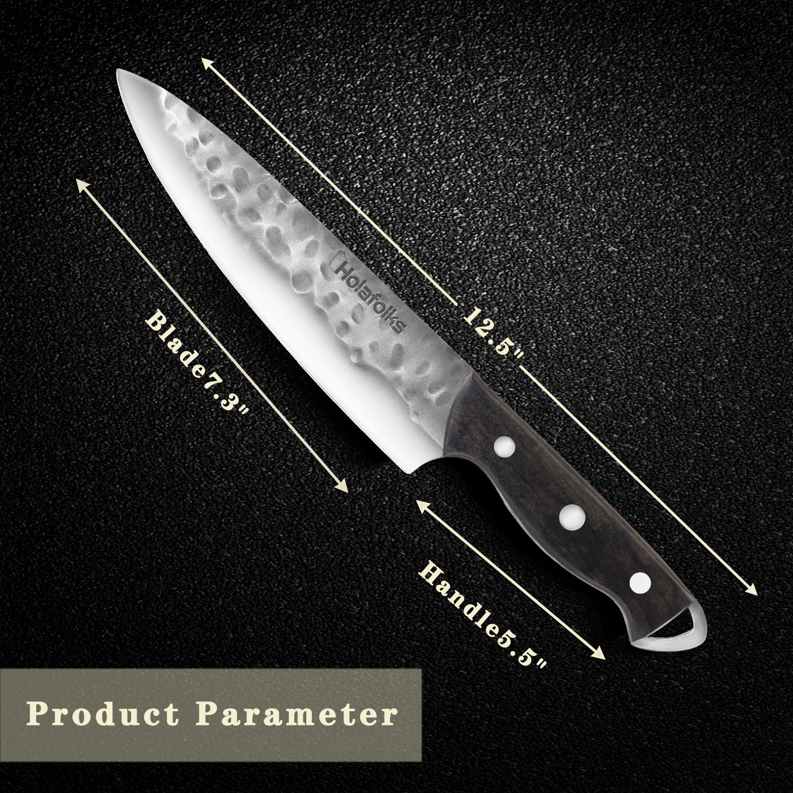 HolaFolks Chef Knife, 8 Inch Professional Kitchen Knife High Carbon Stainless Steel Butcher Knife Ultra-Sharp Boning Knife with Ergonomic Handle Gift Box Home Restaurant