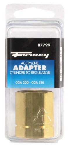 Forney 87799 Acetylene Regulator Adaptor, CGA 300 To CGA 510, #3 Tank to Regulator, 80-CF