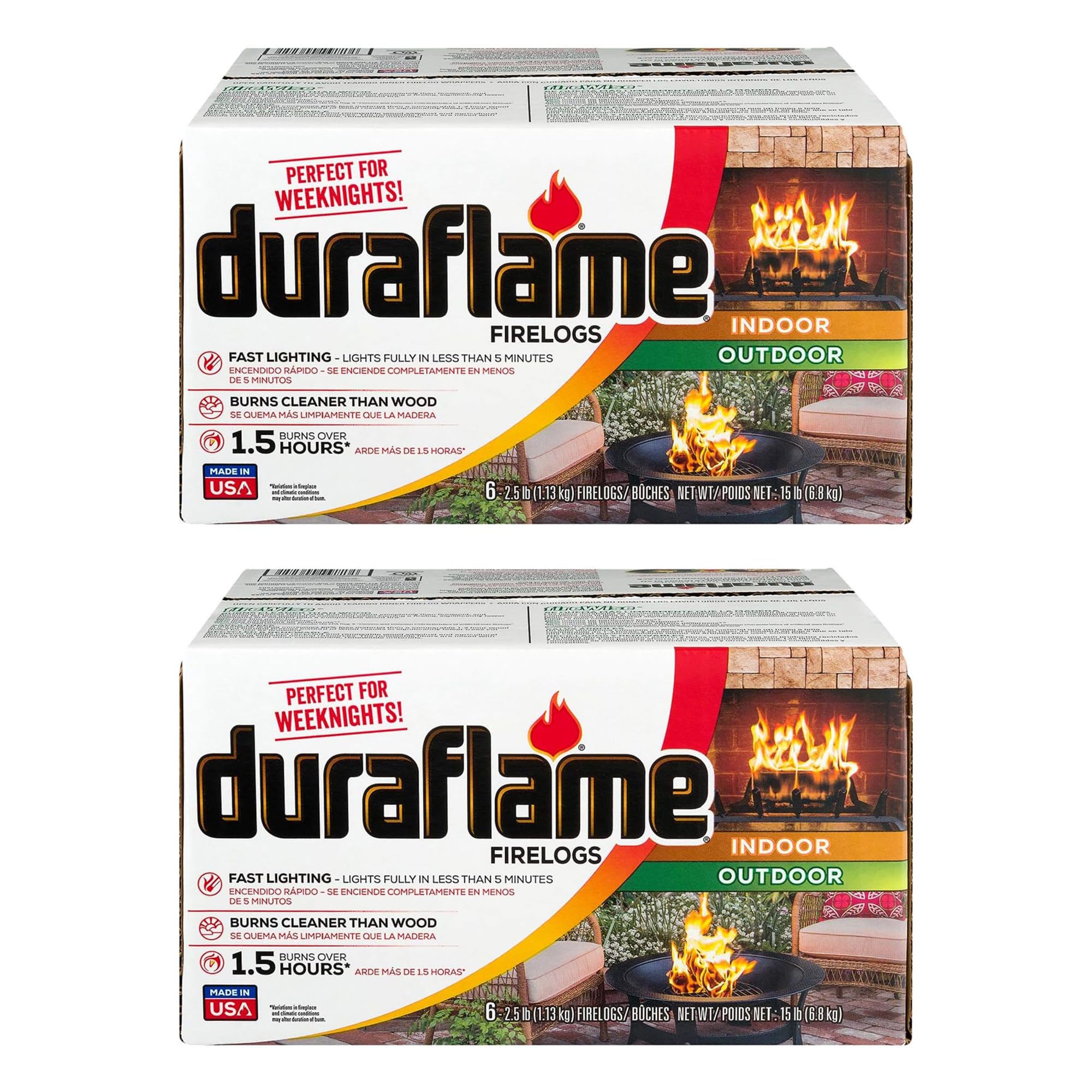 Duraflame 2.5 Pound 3 Hour Long Burn Time Indoor and Outdoor Quick Light Fire Log for Camping, Firepits, Bonfires, and Fireplaces (12 Pack)
