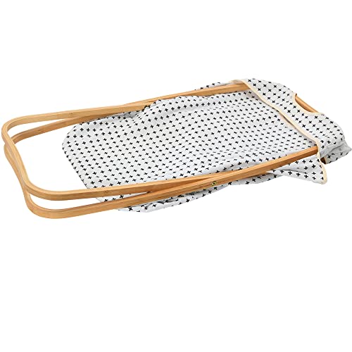 Household Essentials Bamboo X Frame Hamper with Cross Pattern, Black and White