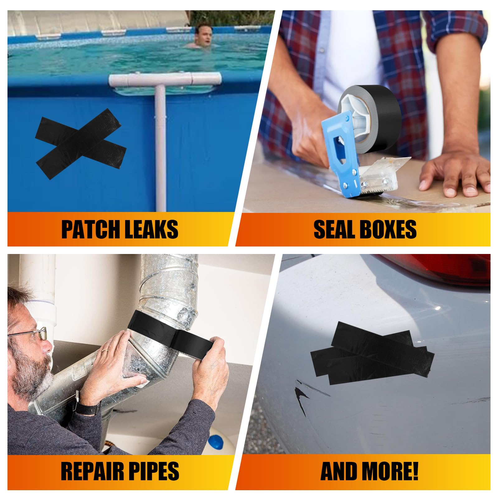 DSUWAZU 5Pack Duct Tape Heavy Duty, 2 inches x 30 Yards Strong, Flexible, No Residue, All-Weather and Tear by Hand-Bulk Value for Repairs,Industrial, Professional Use(Black)