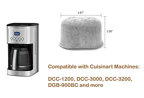 Cuisinart Compatible Activated Charcoal Water Filter Replacement - Universal Fit All Cuisinart and Braun Coffee Makers - Pure and Refresh Taste (12 Pack)