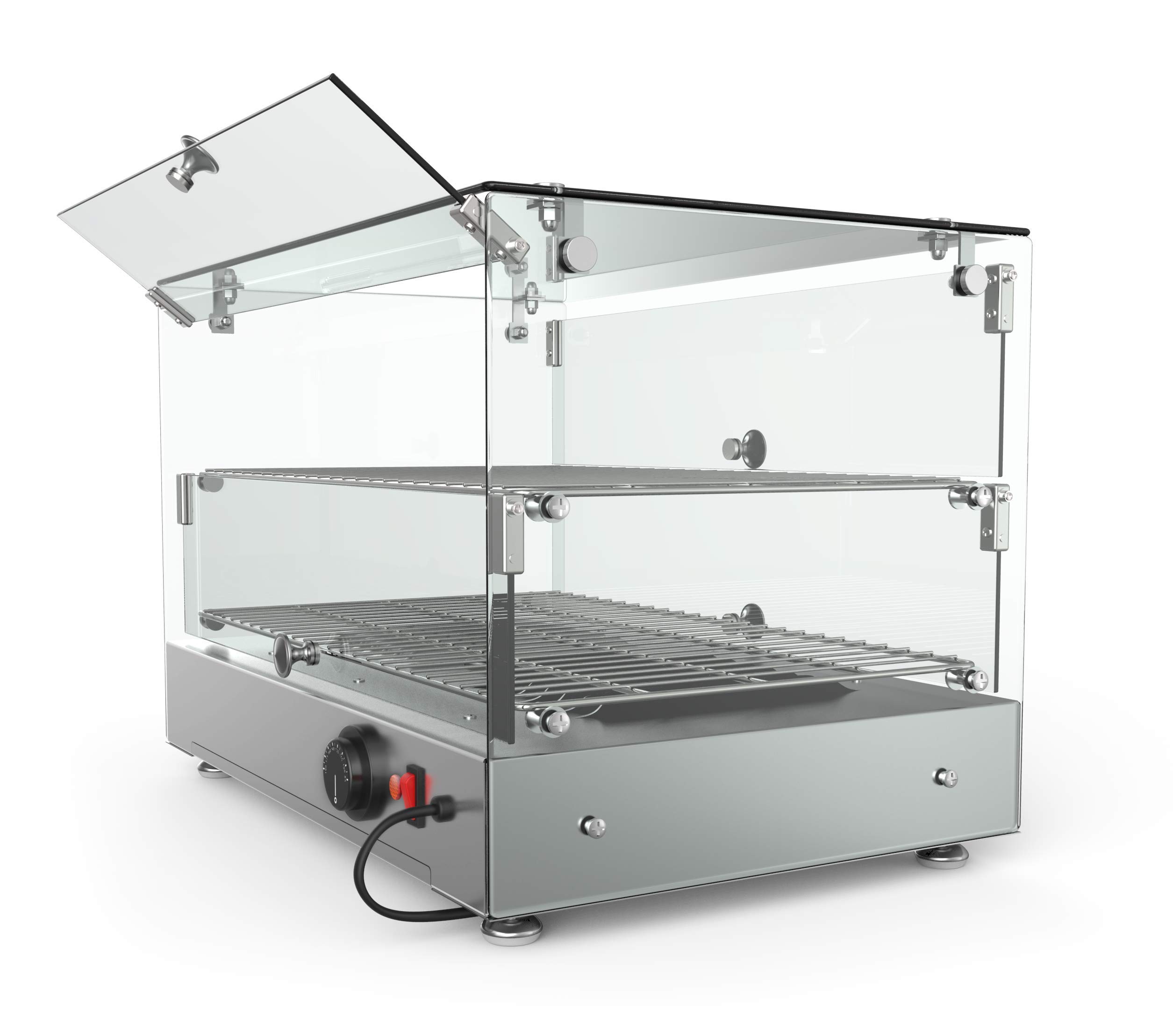 KoolMore - HDC-1.7C 22" Self Service 2 Shelf Commercial Countertop Food Warmer Display Case - 1.7. cu ft, Silver