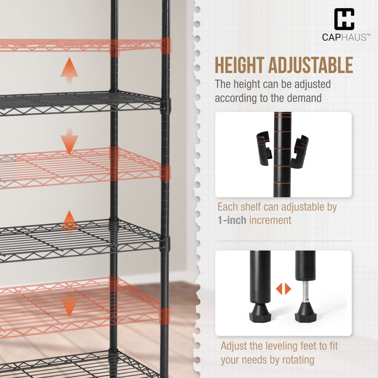 Fencer Wire NSF 2 to 4 Tier Stackable Wire Shelving Unit w/Baskets & Liner, Storage Rack Kitchen, Bathroom, Laundry Closet, Wire Shelving Basket Shelves, Storage Rack Corner Shelves, Black
