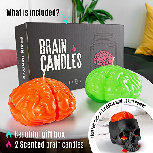 GAVIA Brain Candles - Scented Halloween Candles - Gothic Decor - Skull Decor - Gothic Candle Holder - Spooky Candle Holder - Gothic Home Decor - Spooky Gifts - Goth Room Decor - Pink & Purple