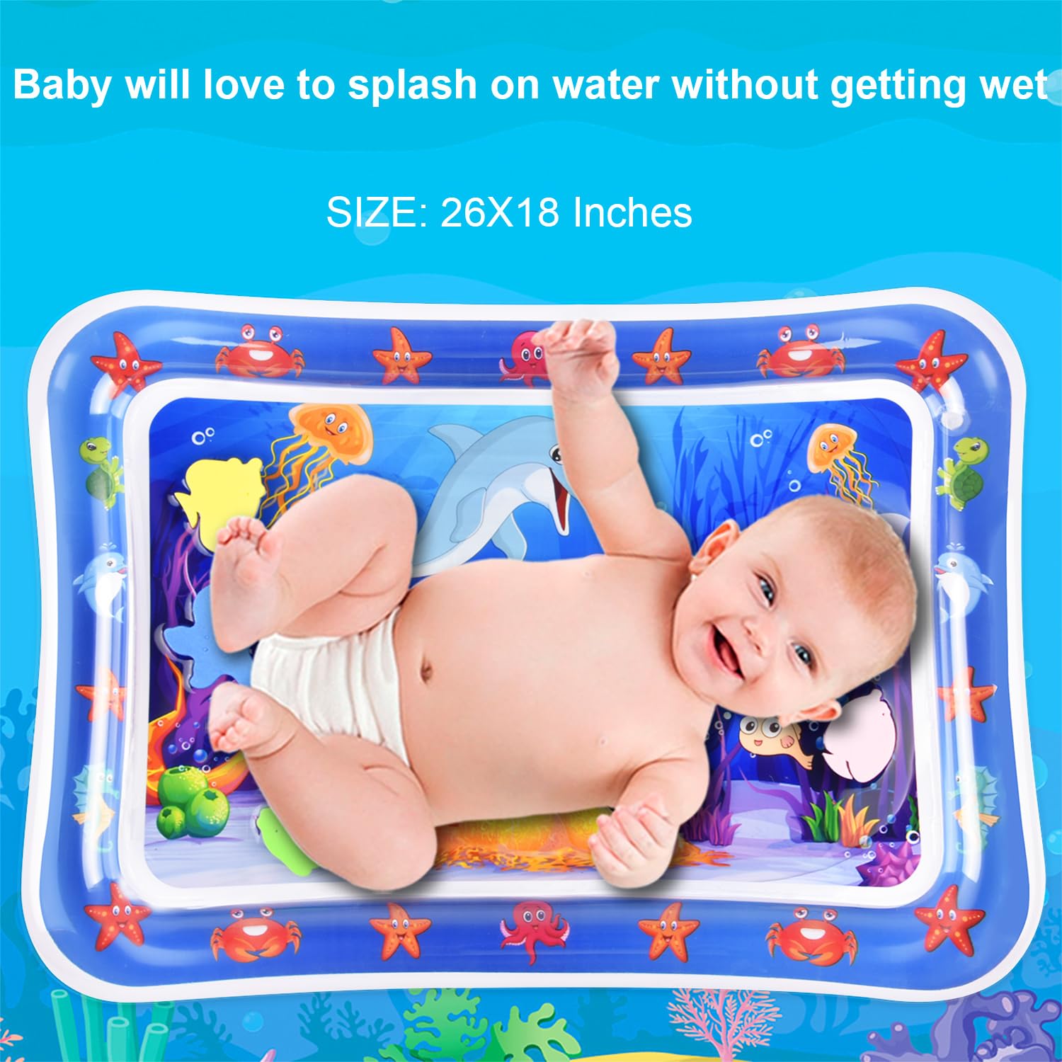 Tummy Time Water Mat Inflatable Baby Water Play Mat Fun Infant Christmas Toy Gift for 3 6 9 Month Newborn Boy Girls Sensory Development