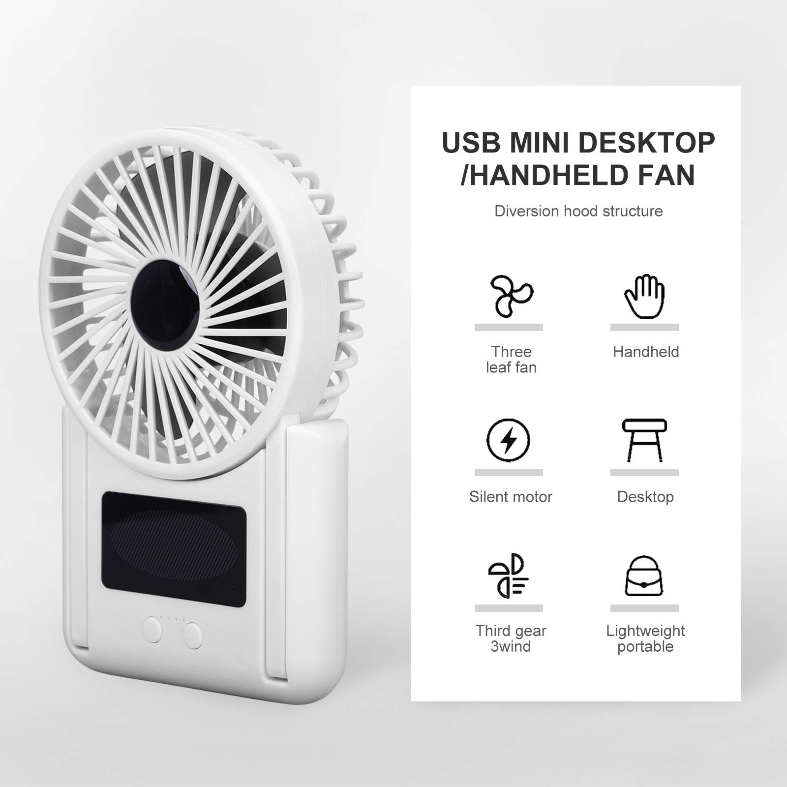 WUYILED Battery Operated Fan, Small Table Fan with Strong Airflow Quiet Operation Portable Fan Speed Adjustable Head Mini Personal Fan for Home Office Bedroom Table and Desktop