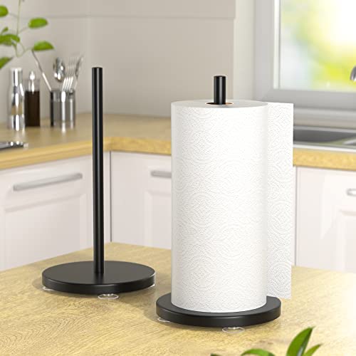 Paper Towel Holder Countertop with Suction Cups Base for One-Handed Operation, Free-Standing Paper Towel Roll Dispenser, Paper Towel Stand Suitable for Kitchen, Bathroom, Pantry, RV