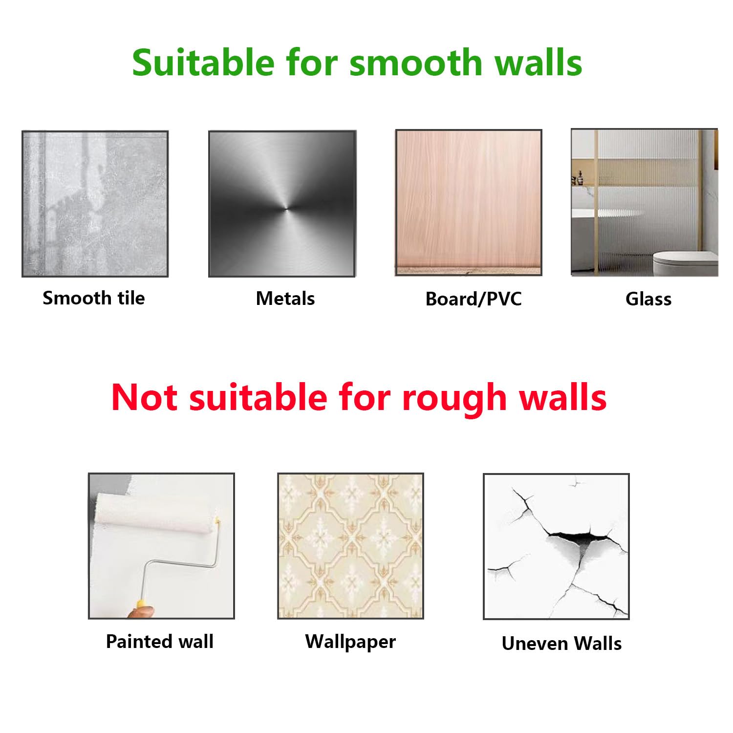 Daewiutr 6Pcs Broom Holder Wall Mount, Self Adhesive Anti-Slip Adhesive Hook Broom Holder Wall Mount, Stainless Steel Broom Storage Holder for Bathroom, Kitchen, Office, Garden, Garage