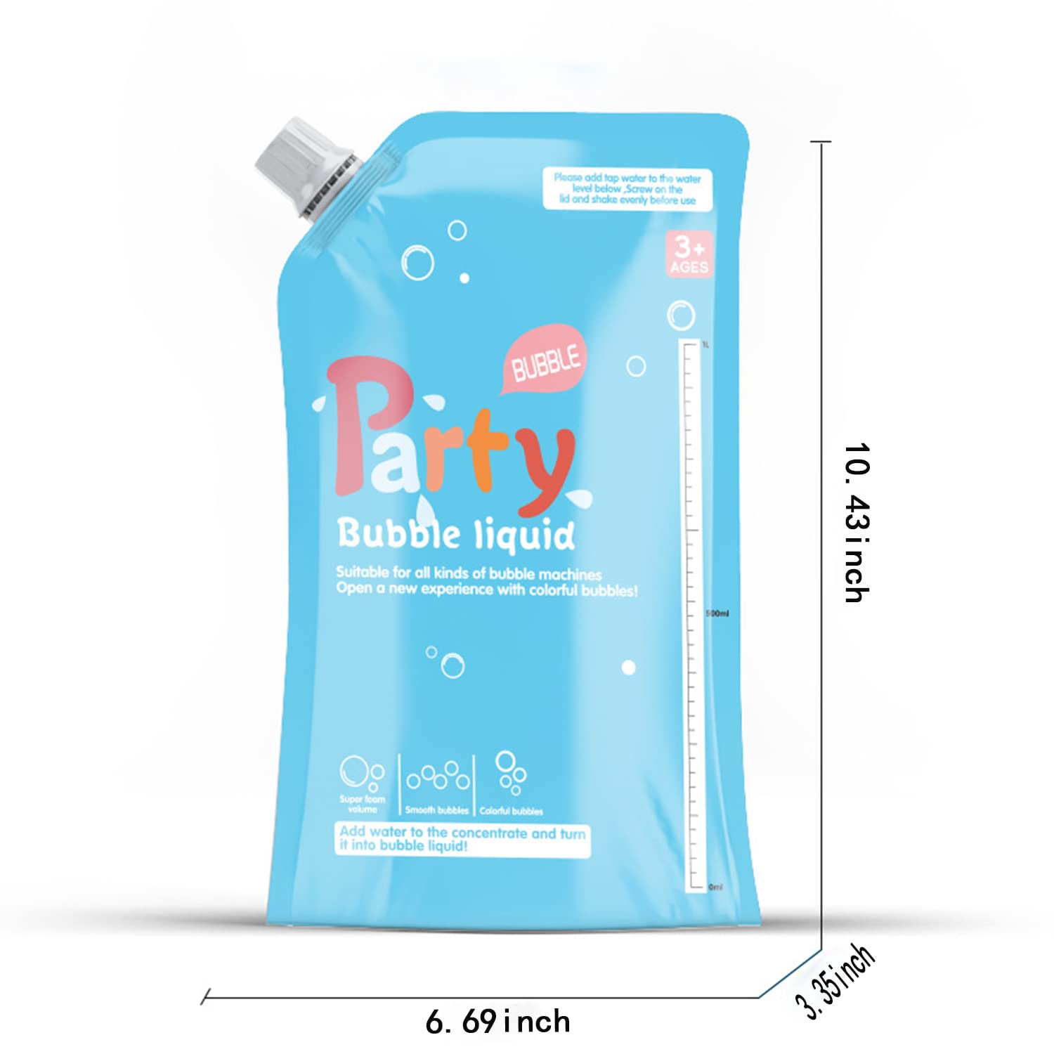 Bubble Concentrated Solution, Bubble Refill Solution(1 L/ 34 OZ,3 Pouches of Bubble Refill) for Kids Graduation Parties, Summer Party Celebrations,Party Favor,Bubble Machine, Bubble Gun Blower