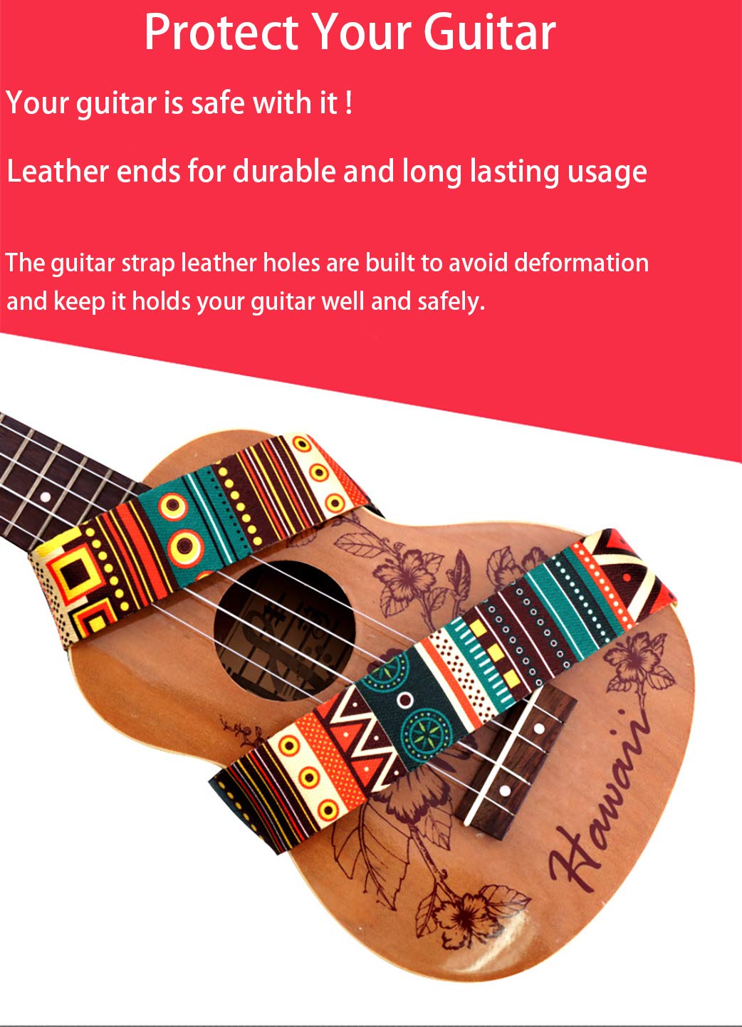 LAVILI Guitar Strap, Acoustic Guitar Strap, Electric Guitar Strap Includes 3 Pick.Adjustable Classical Guitar Strap leather&Polyester,Suitable For Bass, Electric & Acoustic Guitars Pack Of 1
