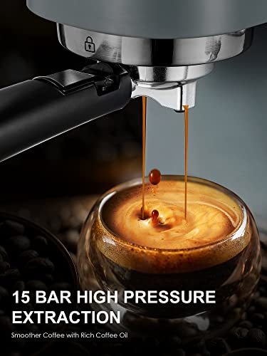 Ihomekee Espresso Machine Coffee Makers 15 Bar Cappuccino Machines with Milk Frother for Espresso/Cappuccino/Latte/Mocha for Home Brewing 1350W