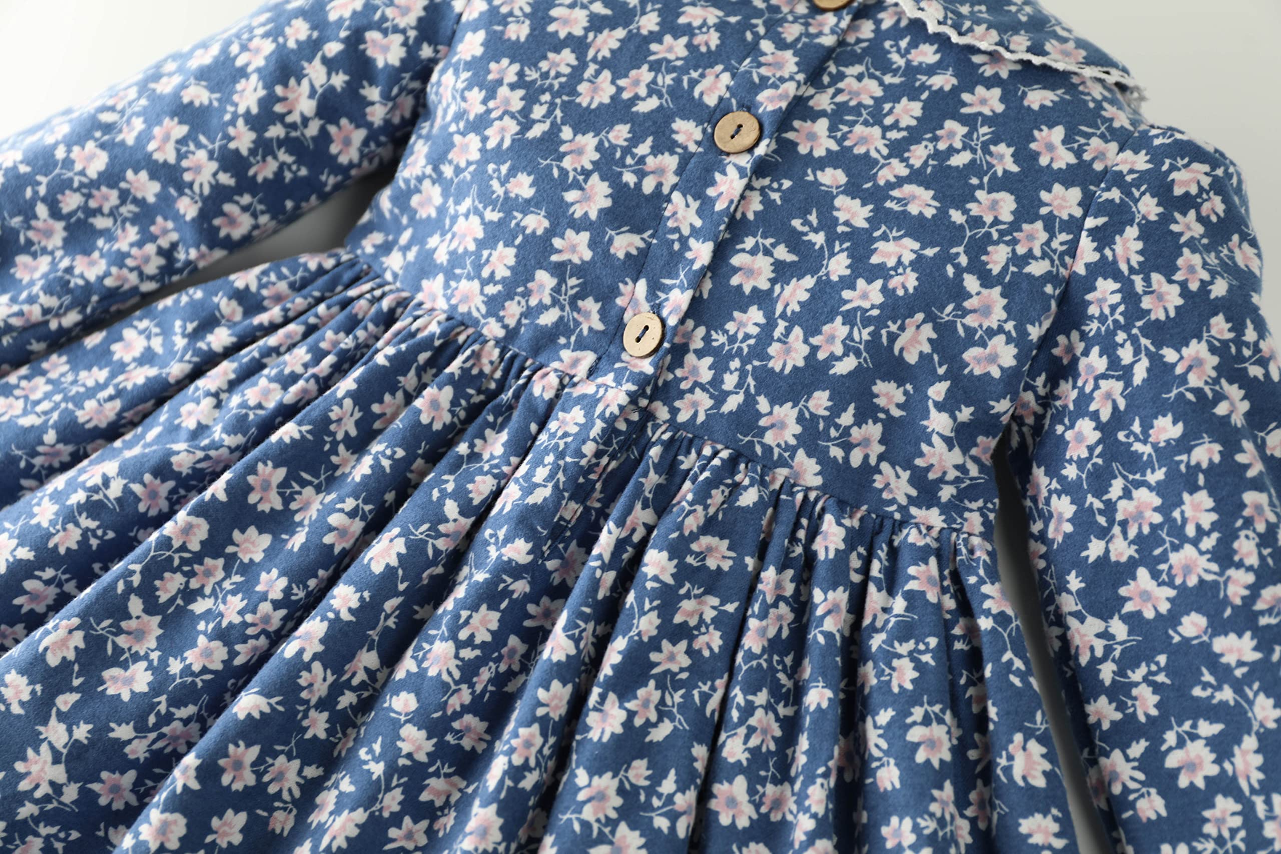 CHUBBYBUN BABY Toddler Girls Peter Pan Collar Dress (Blue Floral 24M)
