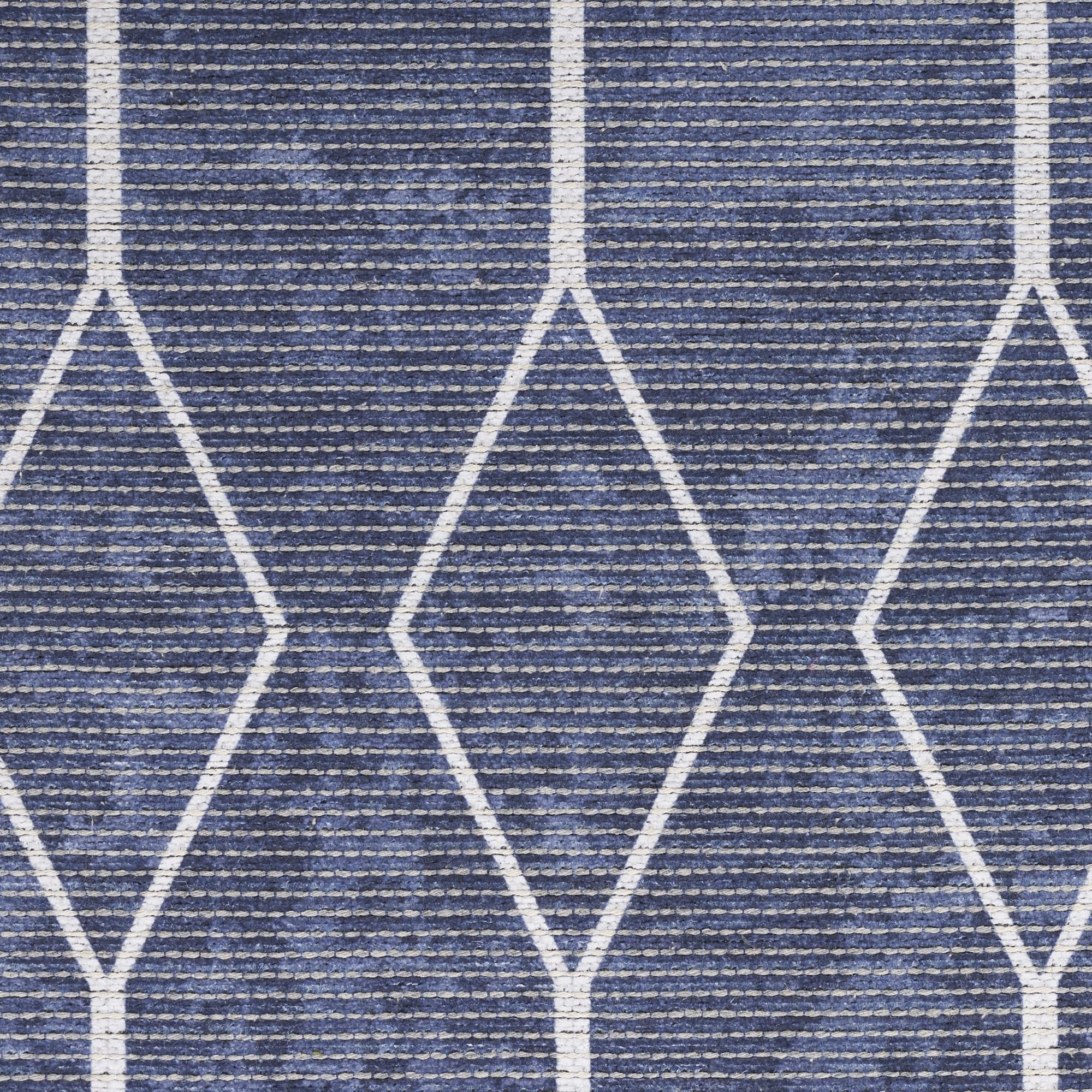 Nicole Curtis Machine Washable Series 1 Geometric Navy 2' x 6' Area -Rug, Easy -Cleaning, Non Shedding, Bed Room, Living Room, Dining Room, Kitchen (2x6)