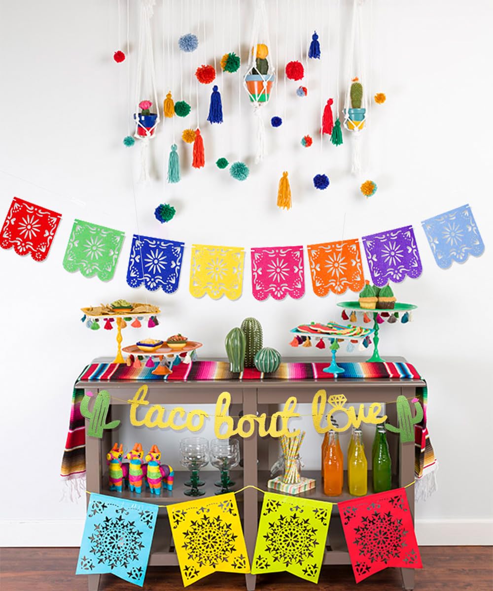 Fiesta Bridal Shower Decorations Mexican Taco Bout Love Balloon Cactus Garland Papel Picado Banner for Engagement Bachelorette Party