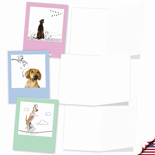 The Best Card Company - 10 Blank Dog Cards Assorted (4 x 5.12 Inch) - Adorable Boxed Animal Note Cards for All Occasions - Dogs & Doodles M6582OCB